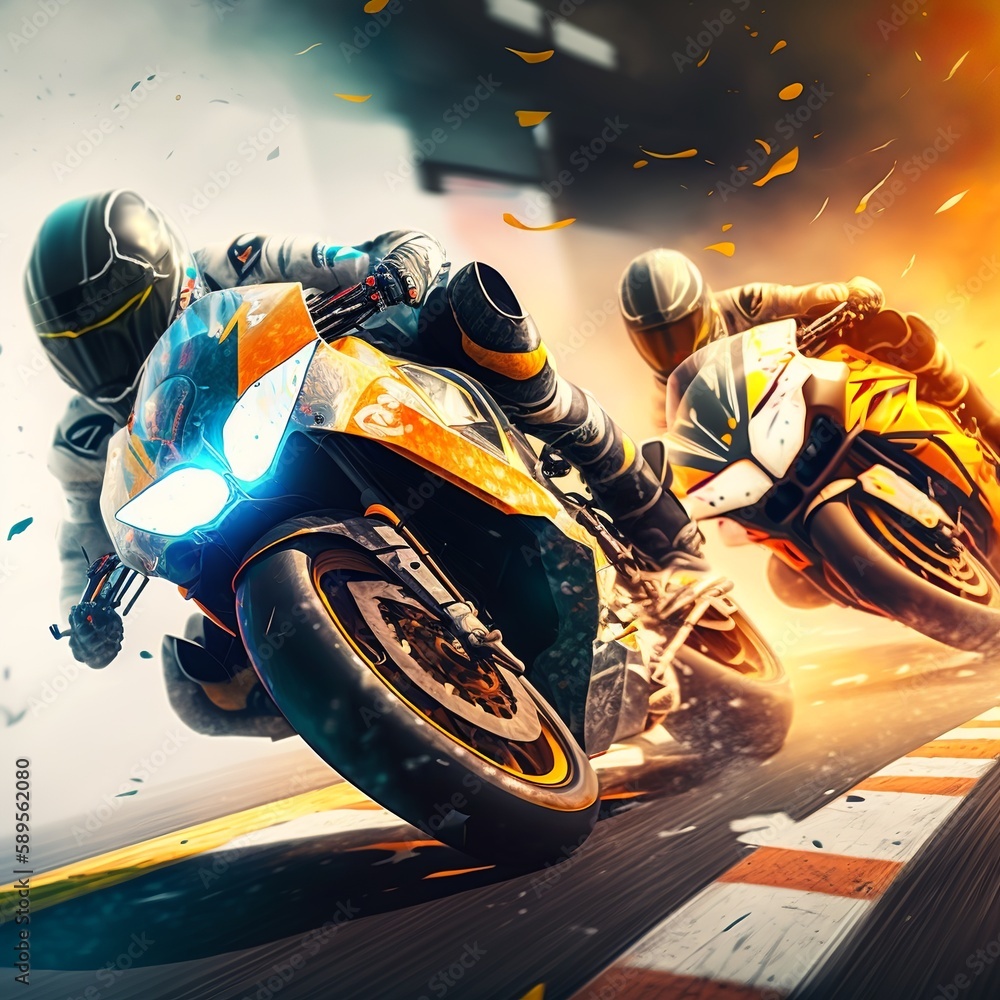 Extreme athlete Sport Motorcycles Raceing on race track speed fast ...