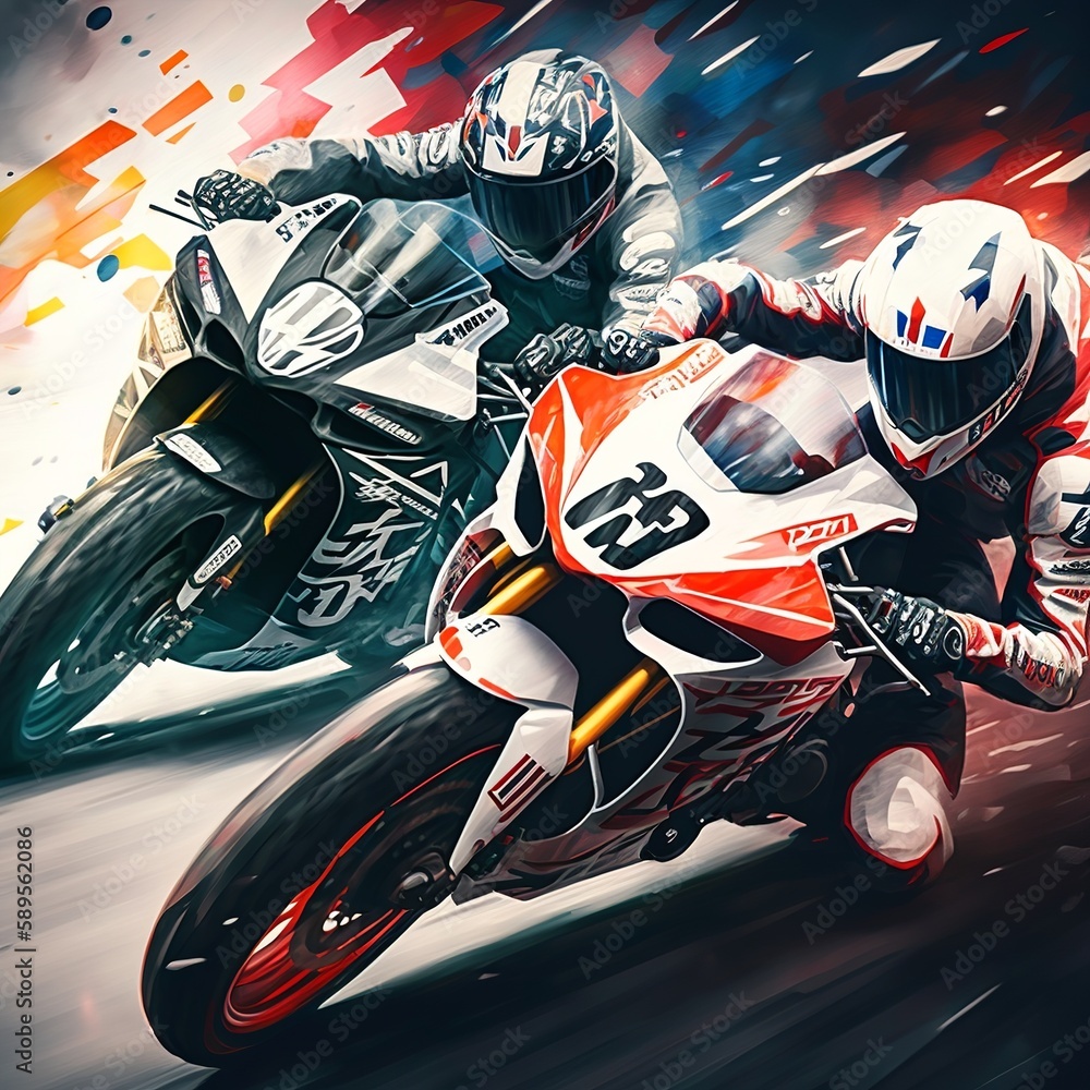 Extreme athlete Sport Motorcycles Raceing on race track speed fast ...
