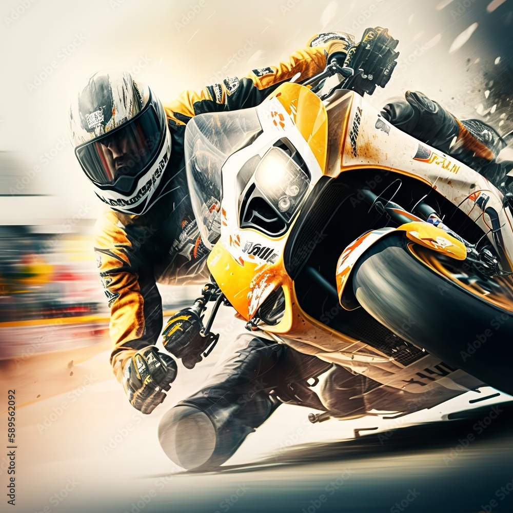 Extreme athlete Sport Motorcycles Raceing on race track speed fast ...