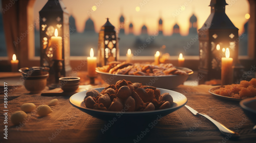 ramadan food mosque background ,Concept: Ramadan food Sweets mixed of ...