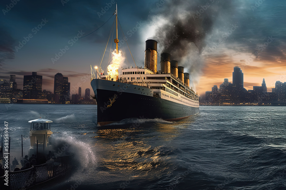 Titanic's Arrival: Photo Realistic Colorized Art Deco Render of Titanic ...