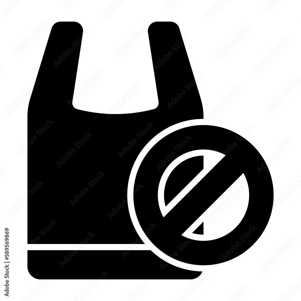 Prohibited sign on plastic bag depicting concept icon of no plastic bag ...