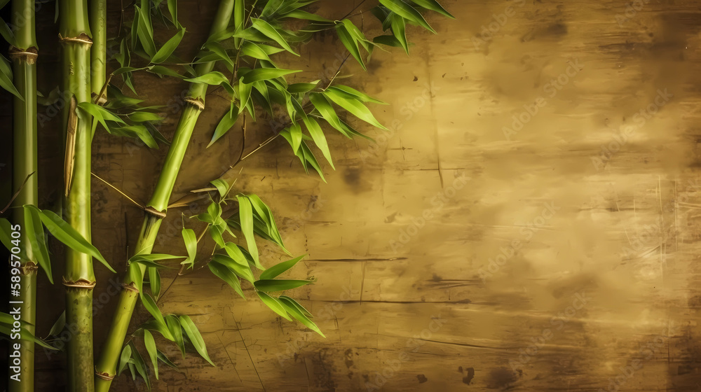 bamboo background with copy space. Generative AI Stock Illustration ...