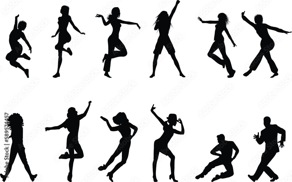 Poster silhouettes of people dancing girls – Tableau | Europosters
