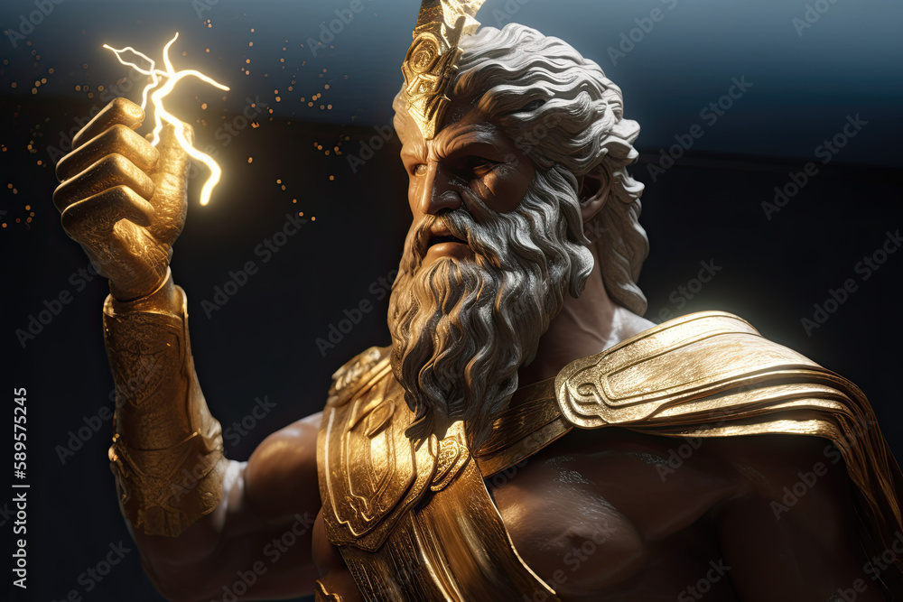 Sculpture of Zeus God Holding Thunder in his Hand - AI Generated Stock ...