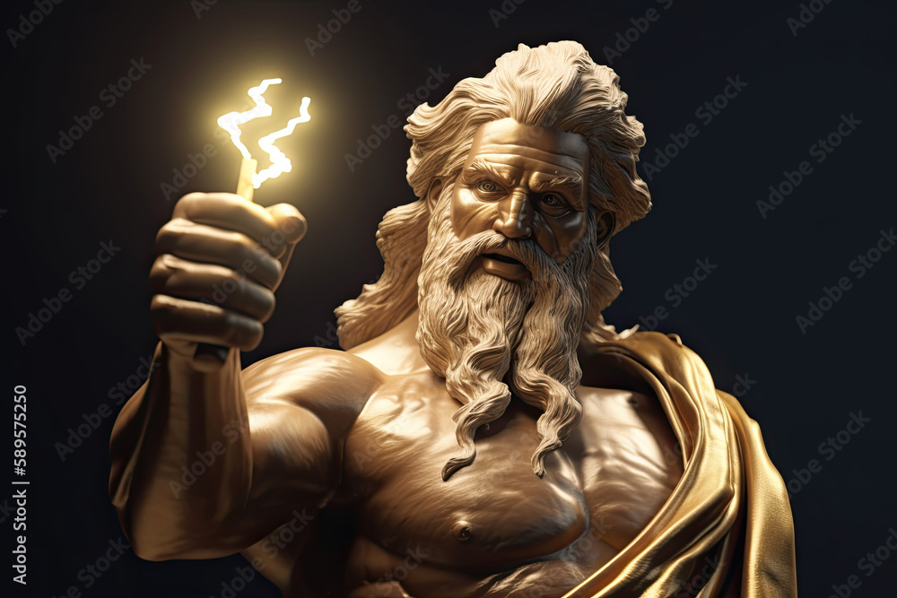 Sculpture of Zeus God Holding Thunder in his Hand - AI Generated Stock ...