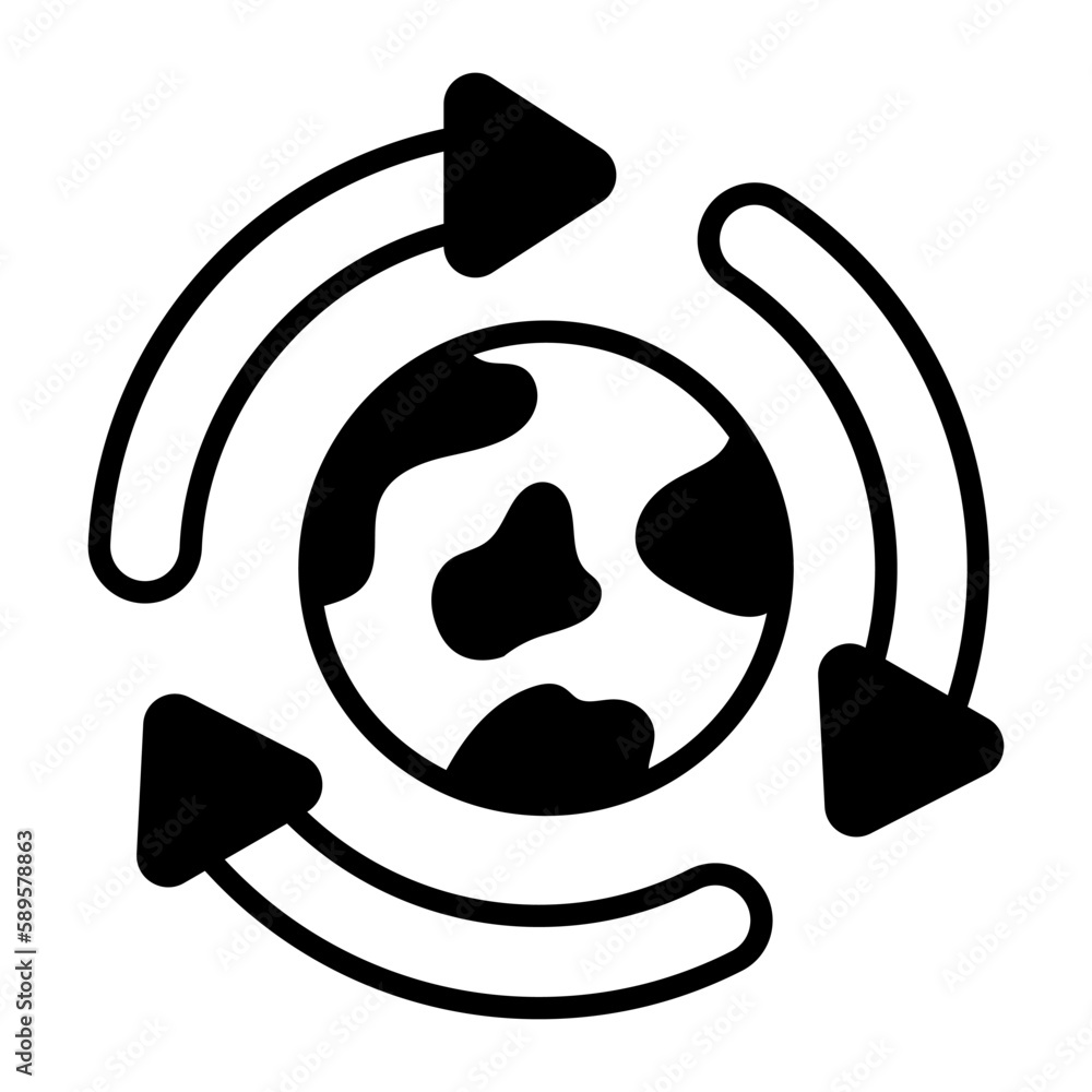 World globe with recycling arrows showing concept icon of eco recycling ...