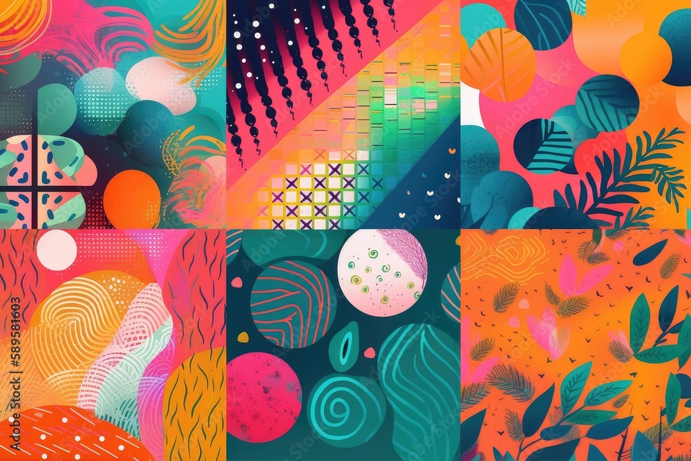 vibrant color palettes and gradients on bold patterns or backgrounds ...