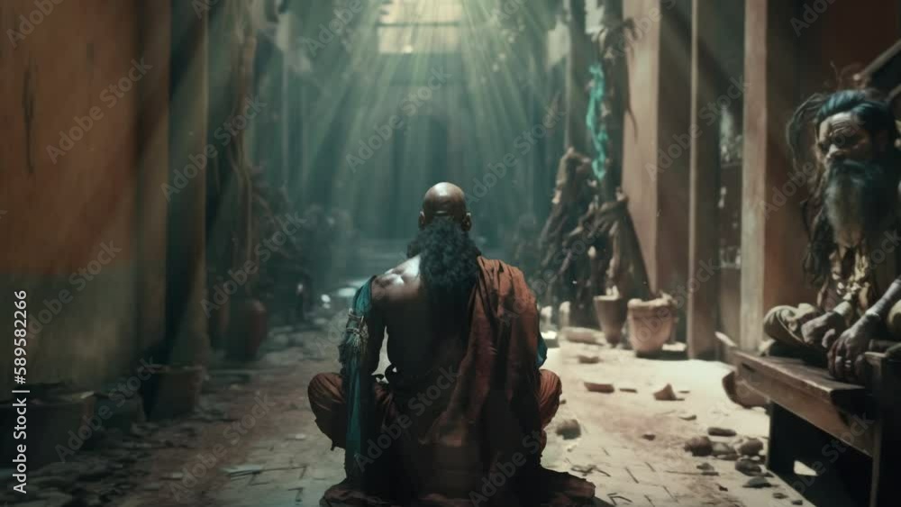 Aghori Shiva Hindu Monk Meditating in an Alley Way in Varanasi India ...