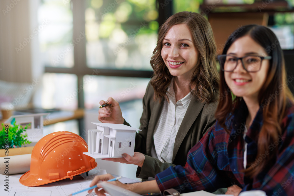 Construction concept of Engineer and Architect working with ...