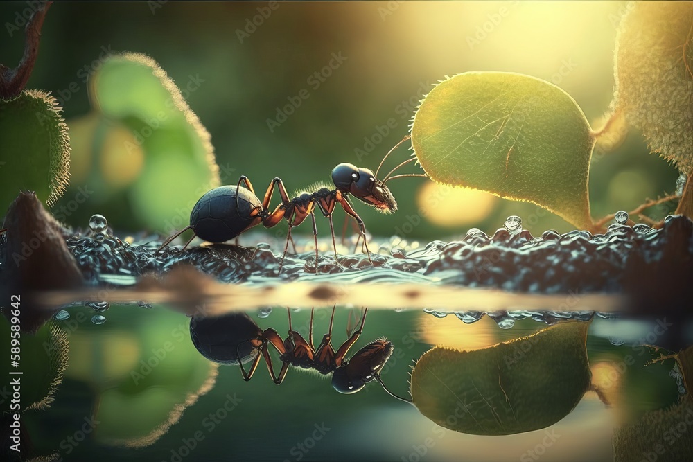 ant, a strong insect, in the forest in the wild, summer day,Generative ...
