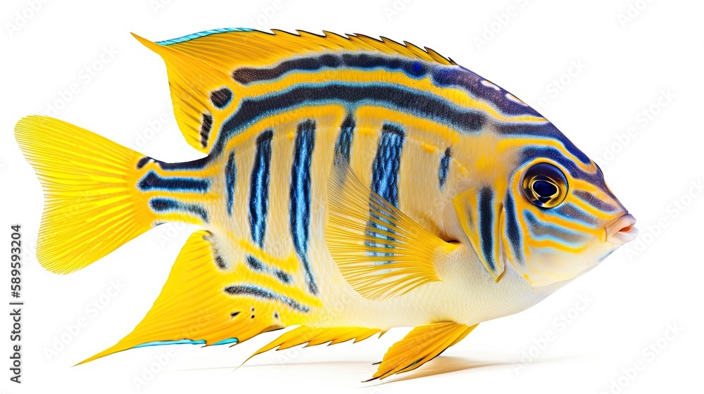 Brightly-Colored Tropical Fish Dazzles in Isolated Underwater Scene ...