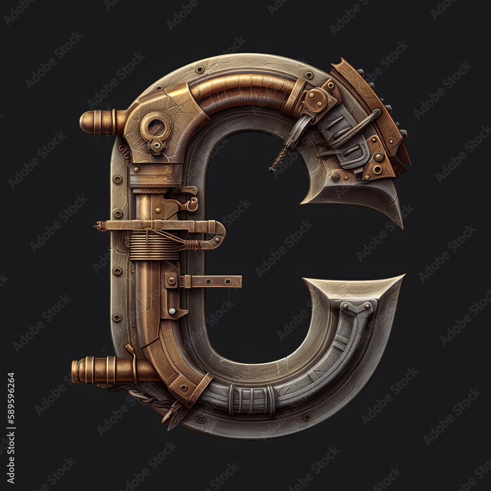 gun, steampunk, alphabet, a, b, c d, f, g, h, j, k, l, m, n, p, q, r, s ...