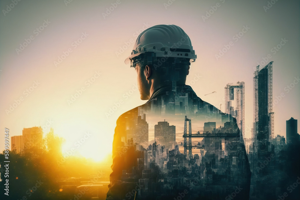 Civil engineer portrait as concept for building construct by ...