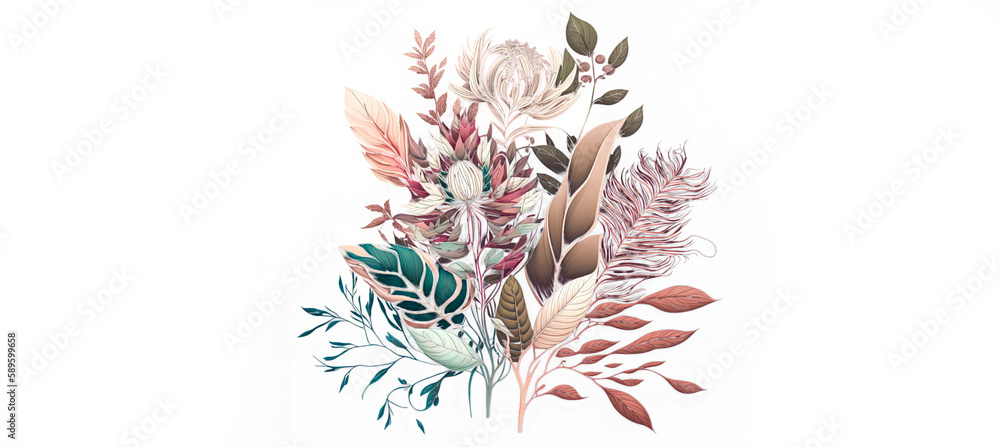 Abstract Floral Botanical Illustration: A Unique and Creative Artwork ...