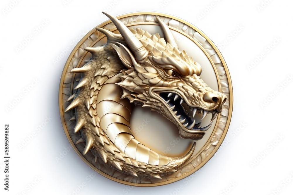 Dragon emblem illustration, fantasy concept, white background ...