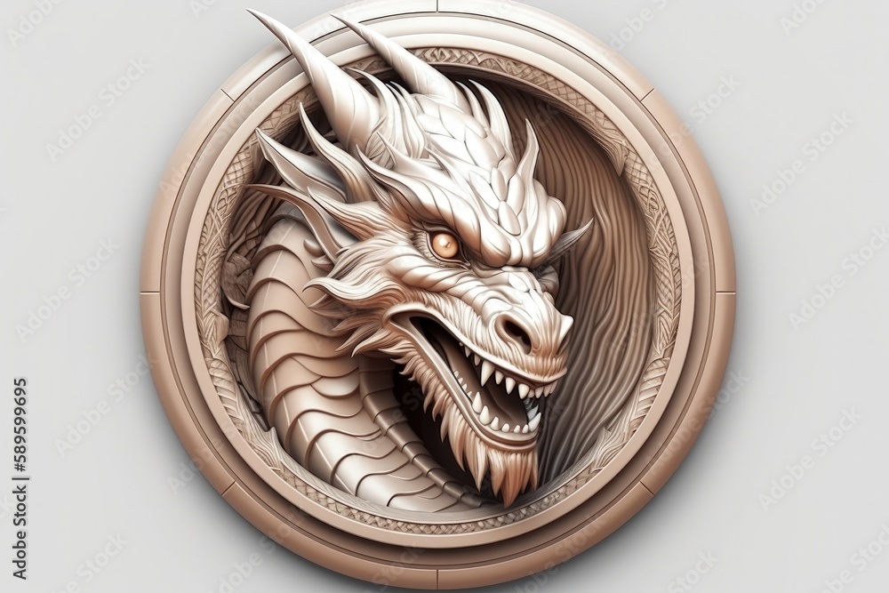 Dragon emblem illustration, fantasy concept, white background ...