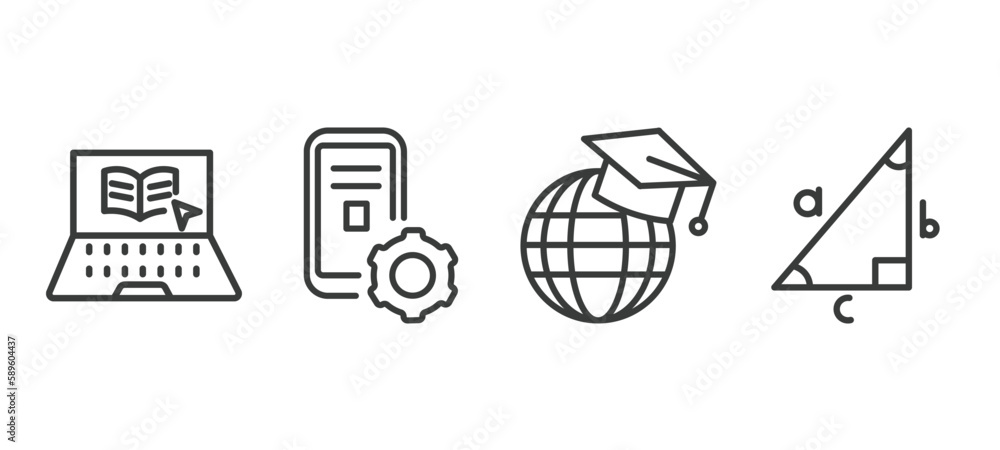 set of distance learning thin line icons. distance learning outline ...
