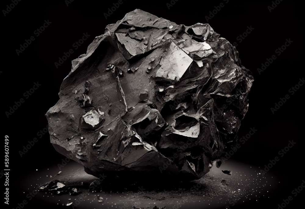 Black meteorite isolated on transparent background. Generative AI Stock ...