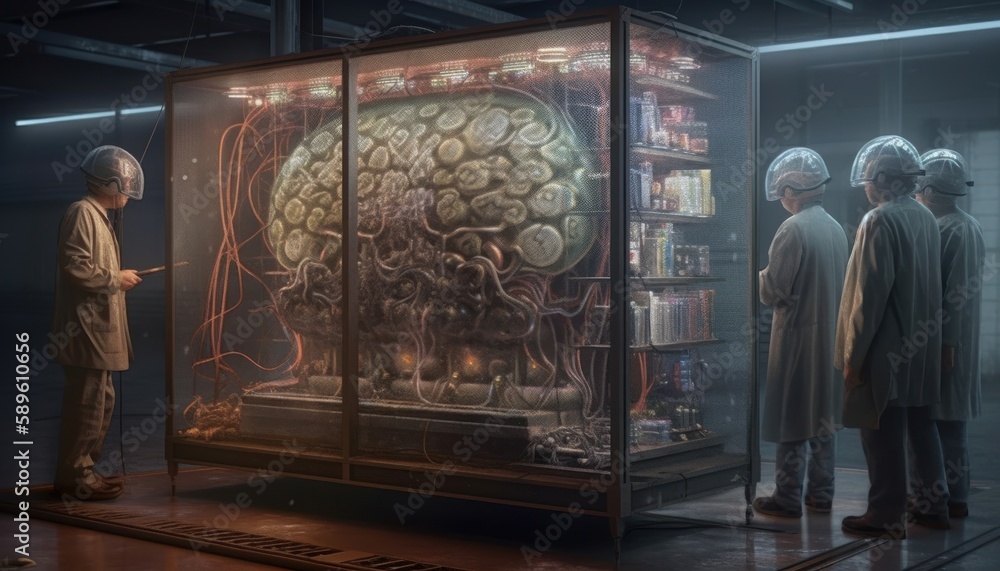 scientists are looking at a cybernetic human brain in neurons and ...