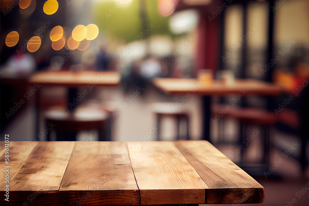 Empty wood table for product display in blur background of admirable ...