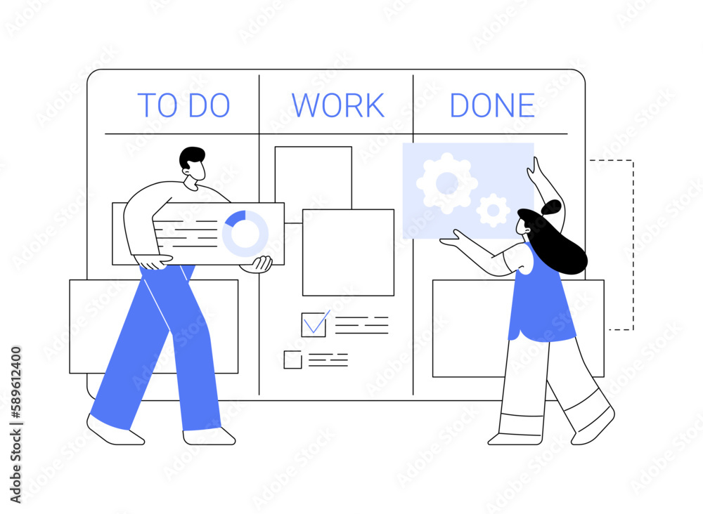 Kanban board abstract concept vector illustration. Stock Vector | Adobe Stock