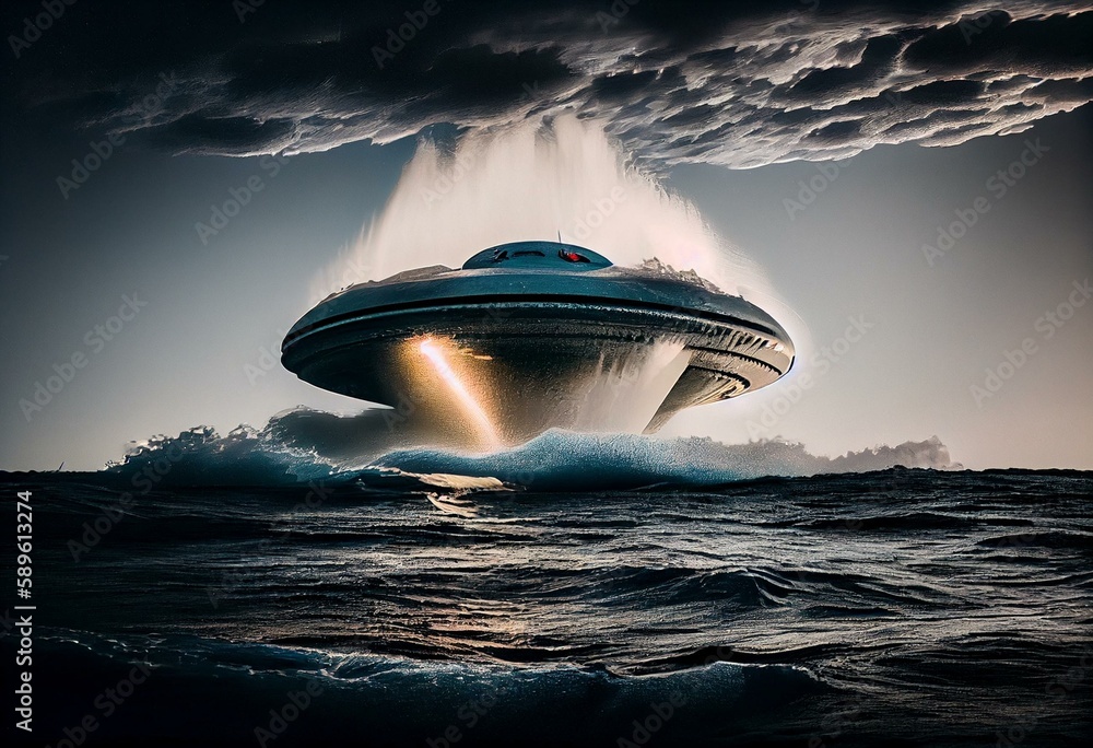 Delta-shaped UFO Emerges from Ocean, Leaving a Trail of Water Behind ...