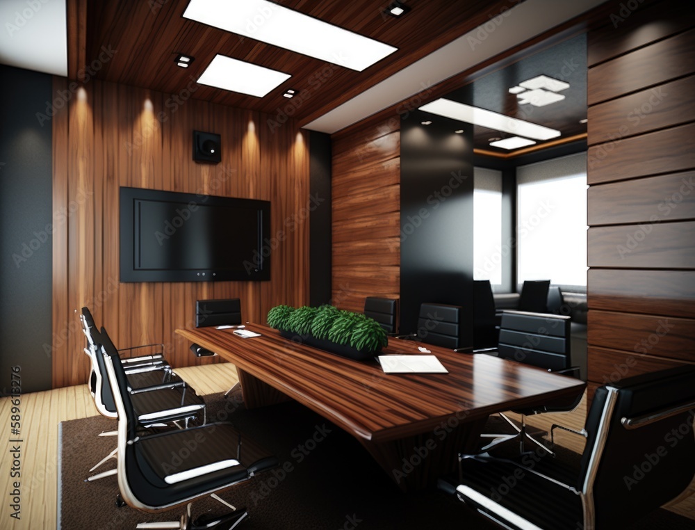 Concept Modern conference room interior wood meeting room for employees ...
