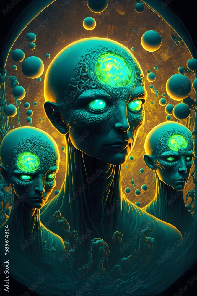 3D2 a group of alien high priests2 in an exotic and bizarre landscape1 ...