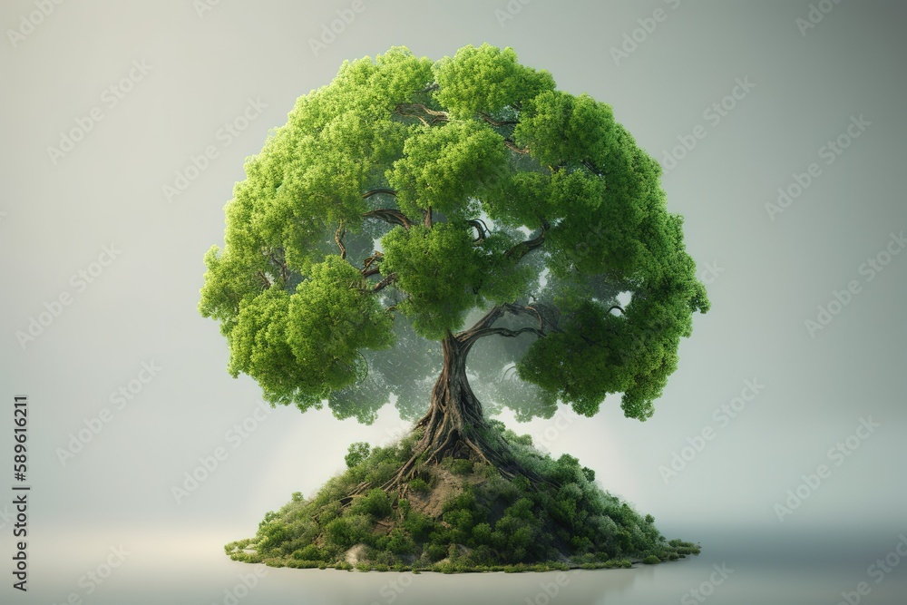 Earth Day illustration A tree growing in the shape of a world globe ...