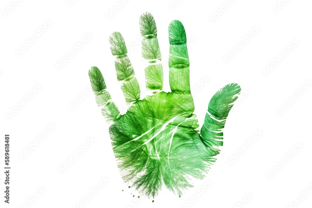 Environment Care, ESG Concept Hand print as Green leaf Texture Surface ...