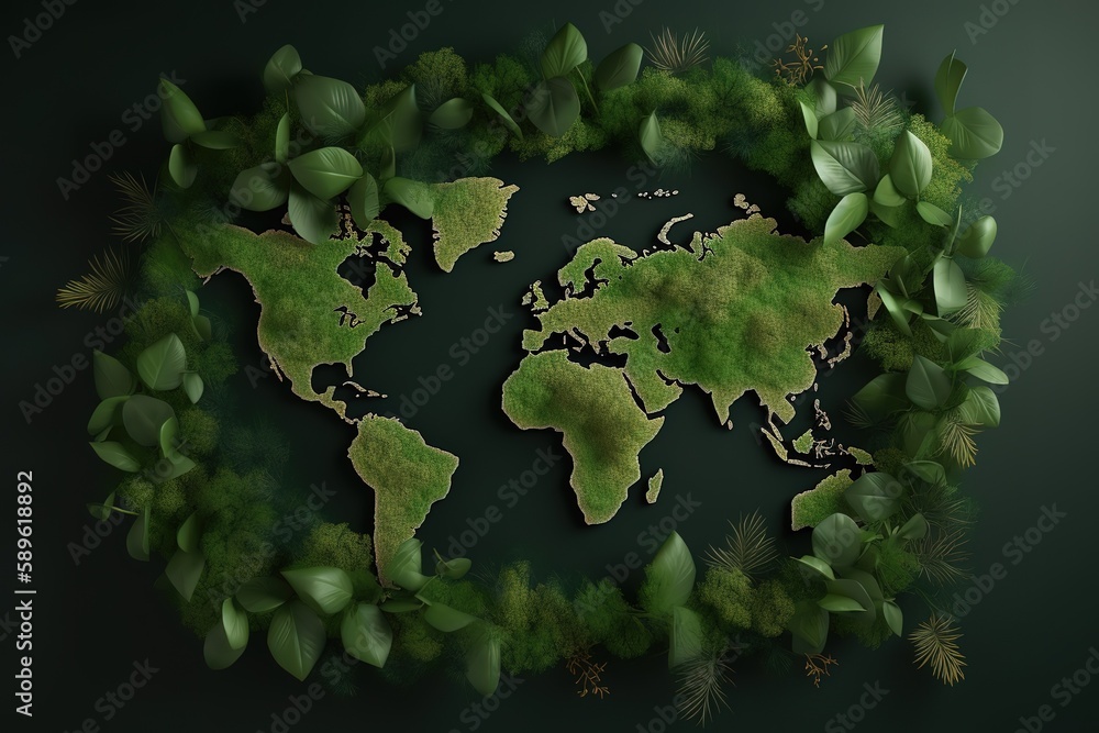 Environmentally friendly planet Poster Earth day The map of the world ...