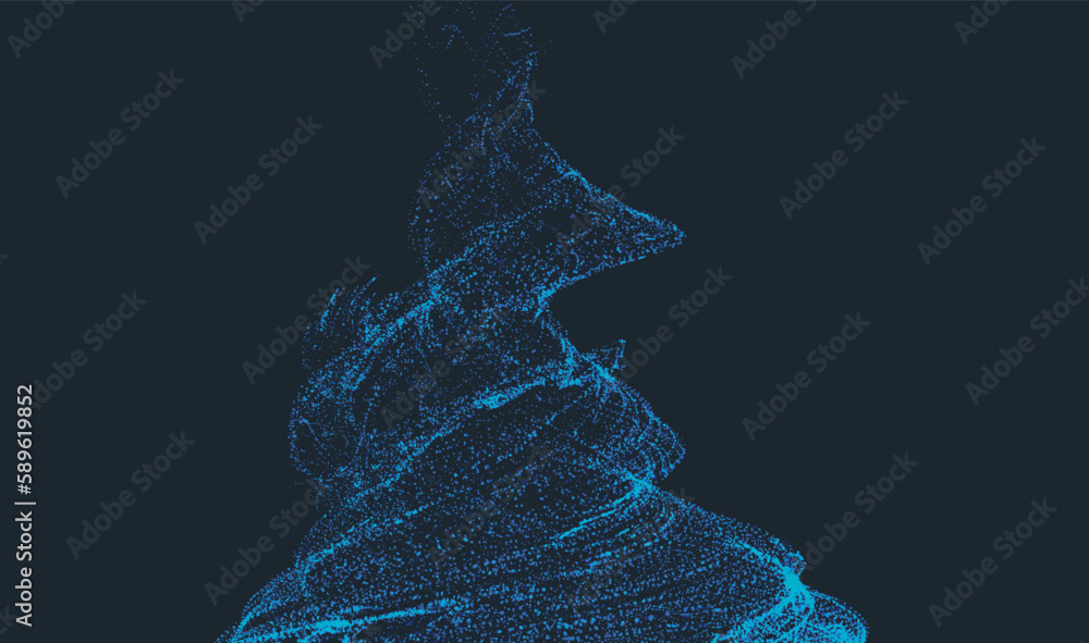 Tornado, abstract digital swirl. Rotating swirling shapes particles ...