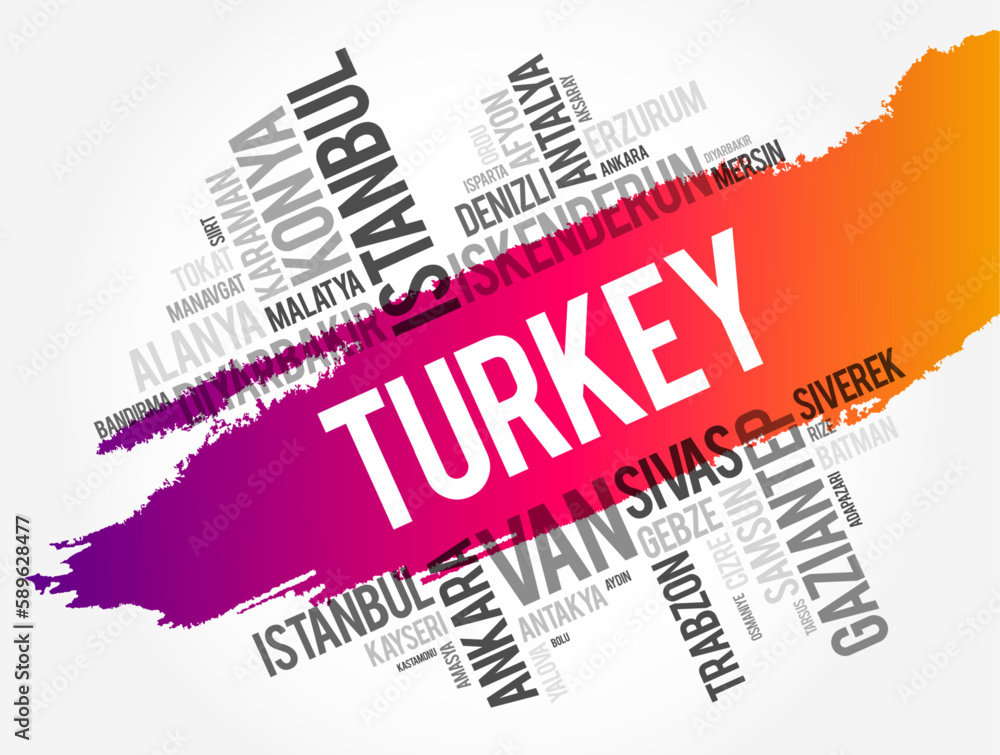 List of cities in Turkey word cloud collage, business and travel concept background Stock Vector ...