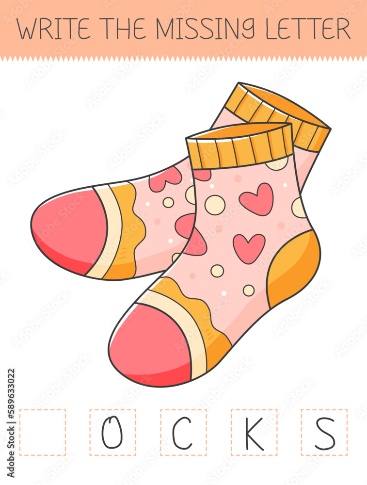 Write the missing letter is an educational game for kids with socks ...