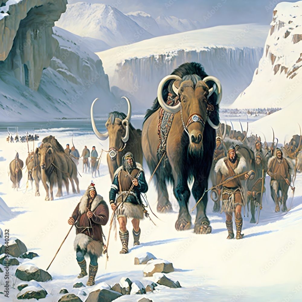 Wide angle photo the tribe of the Snow Queen beautiful whiteskinned and ...