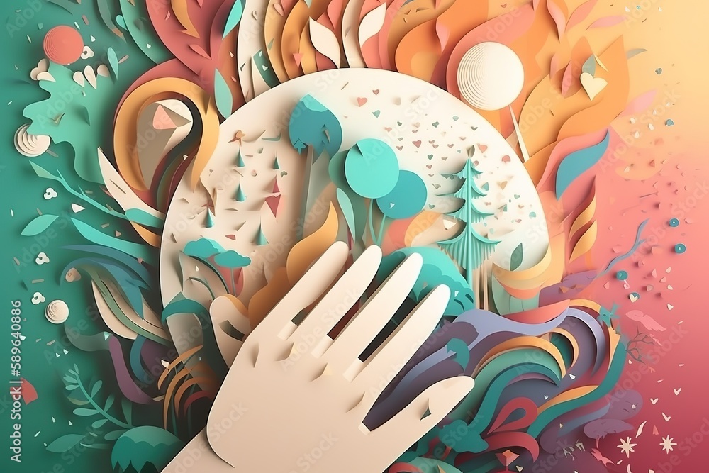 World environment and earth day concept with hand and global, paper cut ...