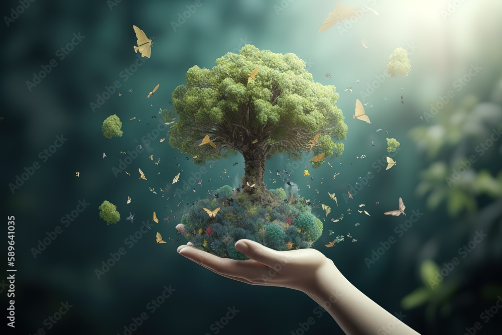 World Environment day concept 2021 Ecosystem Restoration 2021 environment day. Generative AI ...