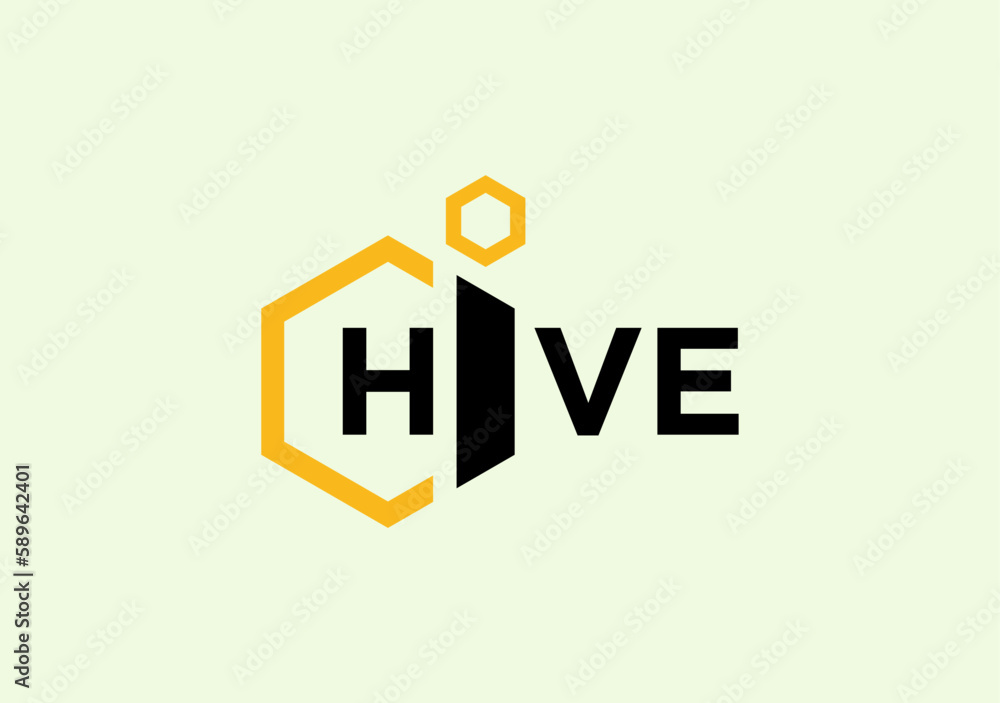Wordmark Hive logo with hexagon bee symbol Stock Vector | Adobe Stock