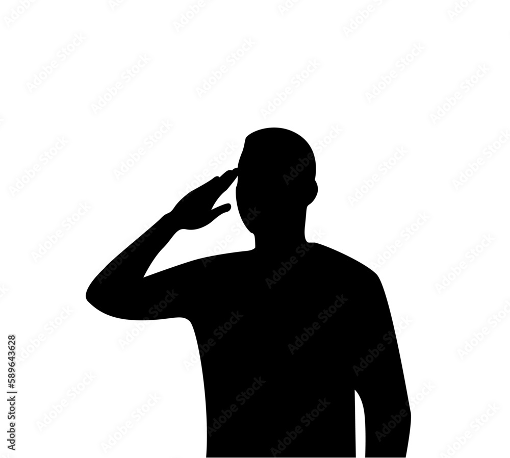 silhouette Side view of man saluting during independence day ...