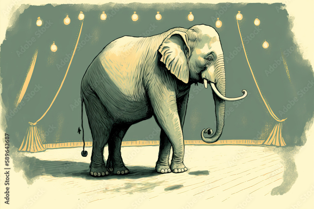 Realistic illustration of a circus animal performer in the big top ring ...