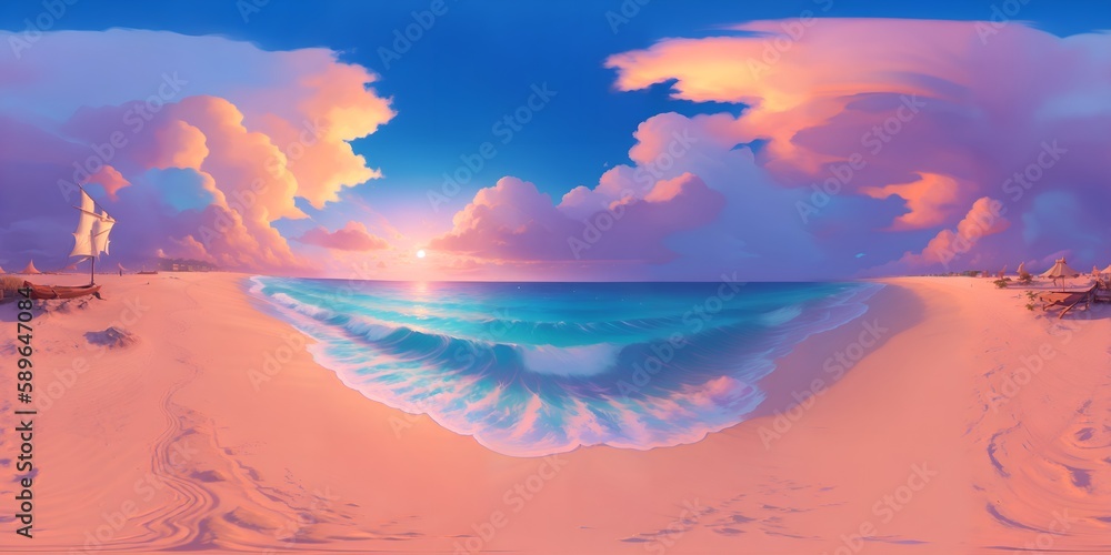 sunset on the beach, HDRI Created using generative AI. Stock ...