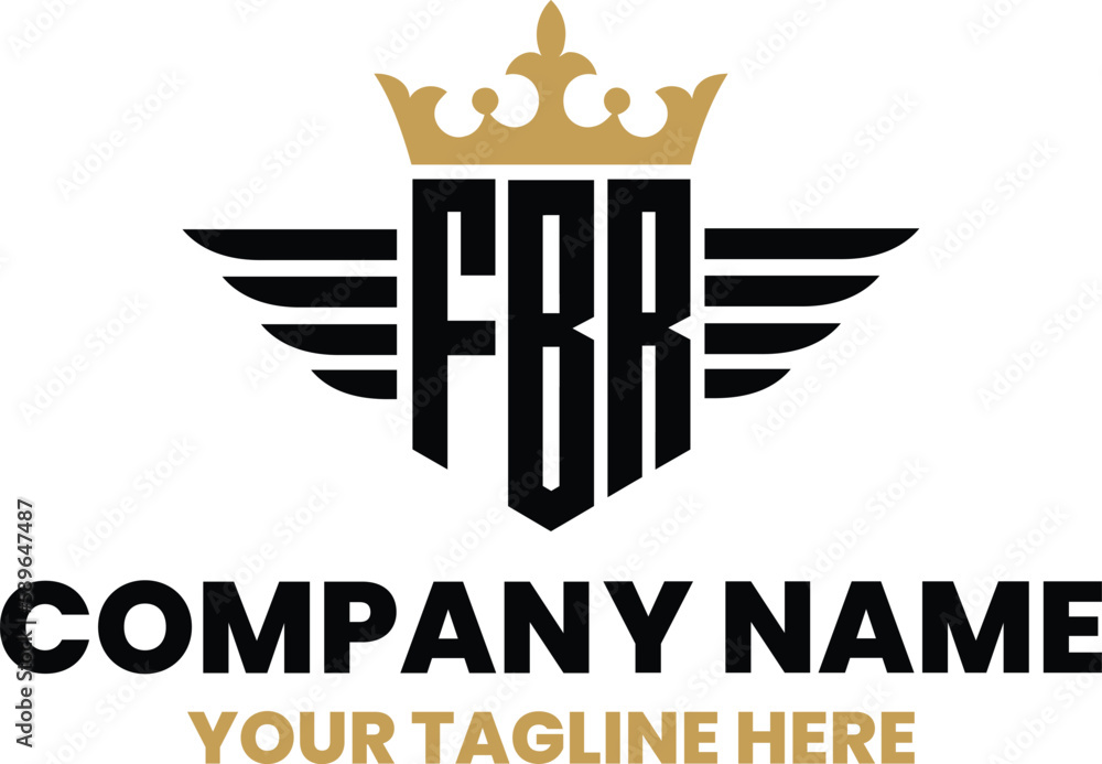 FBR initial letter with wing, crown logo, luxury logo,luxury shield ...