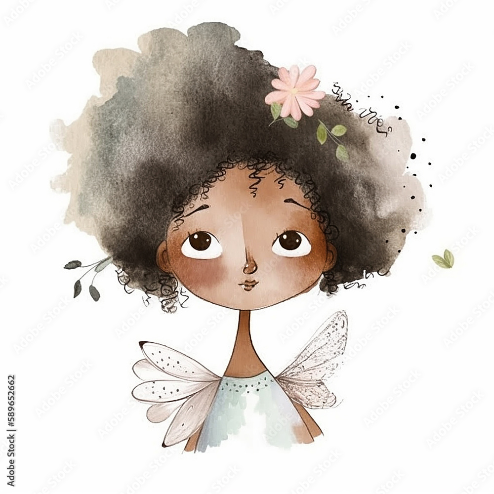 clip art in stile acquerello di simpatica fatina o elfo di colore ...