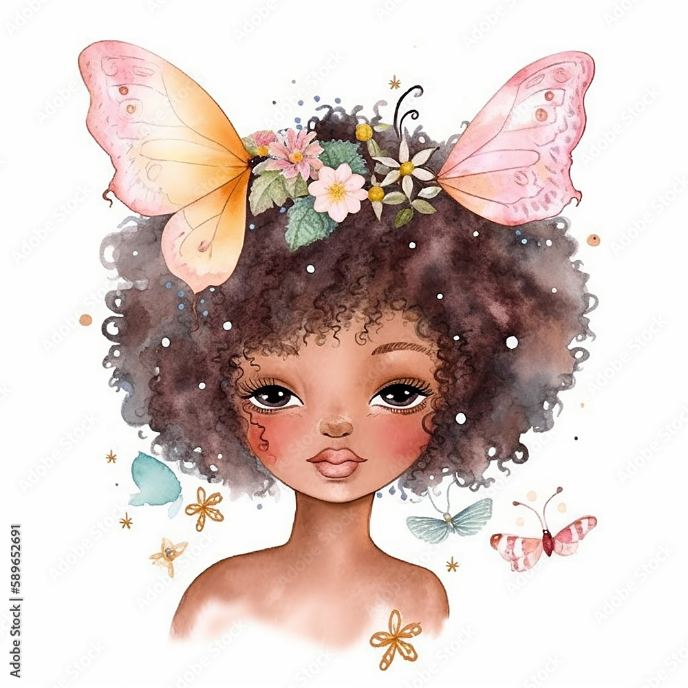 clip art in stile acquerello di simpatica fatina o elfo di colore ...