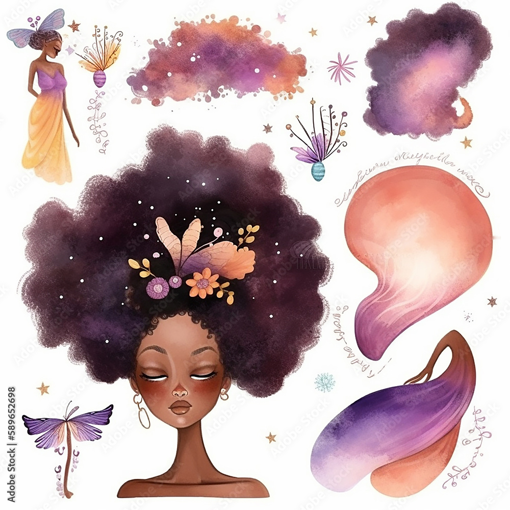 clip art in stile acquerello di simpatica fatina o elfo di colore ...