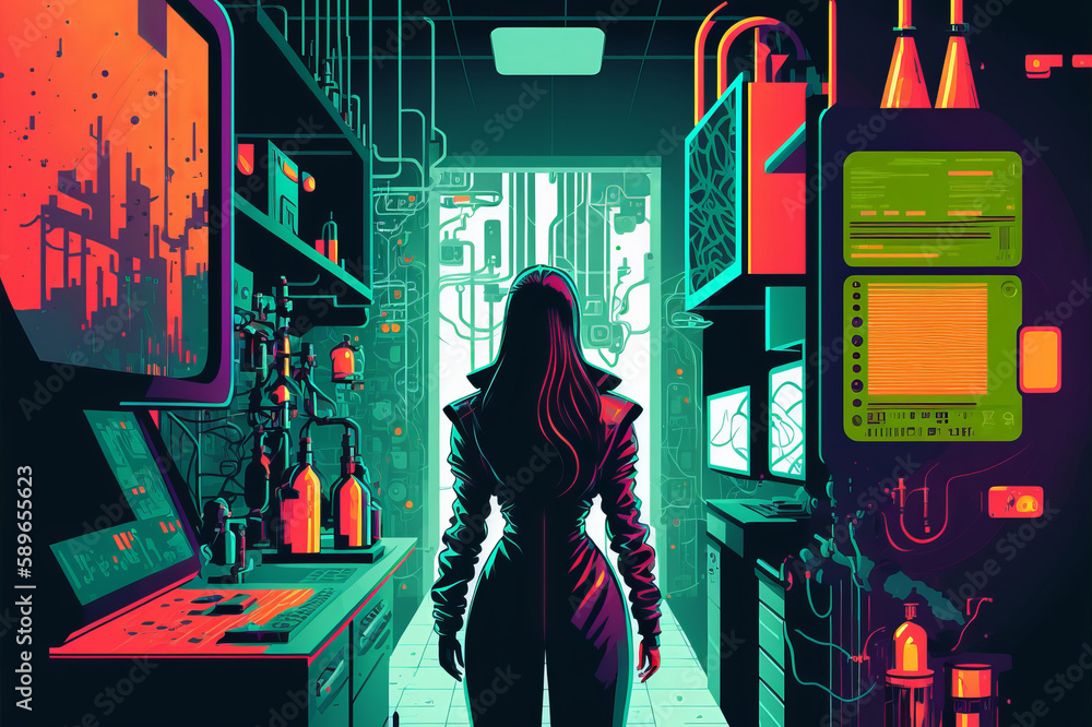 Illustrazione Stock Illustration of a female scientist standing in a ...