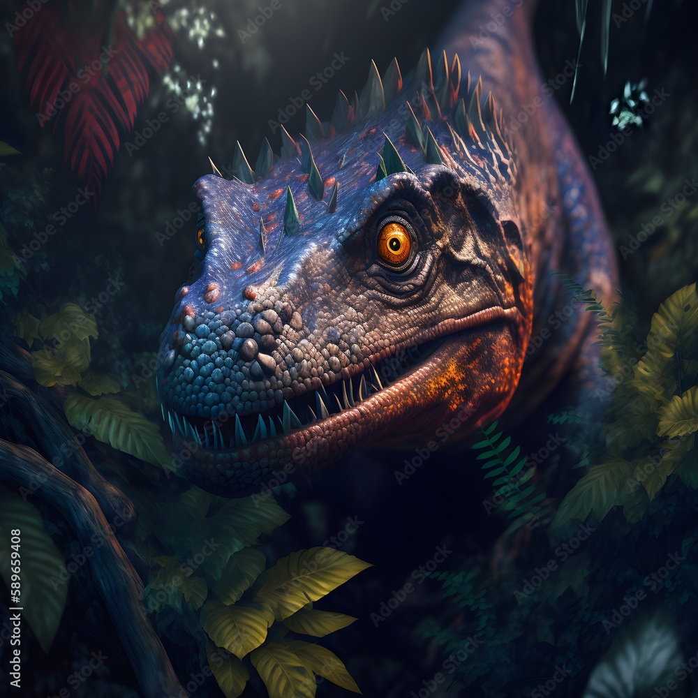 small triassic era dinosaur with sharp claws long mouth sharp teeth ...