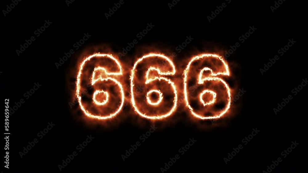 number 666 on fire animation. flame video 4K Stock Video | Adobe Stock