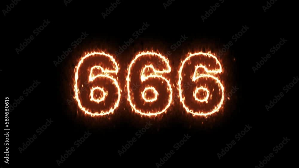 number 666 on fire animation. flame video 4K Stock Video | Adobe Stock